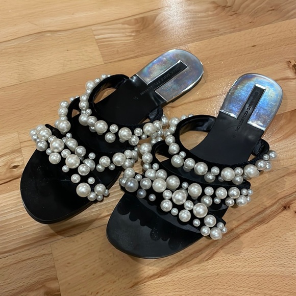 Zara | Shoes | Zara Faux Pearl Slides | Poshmark